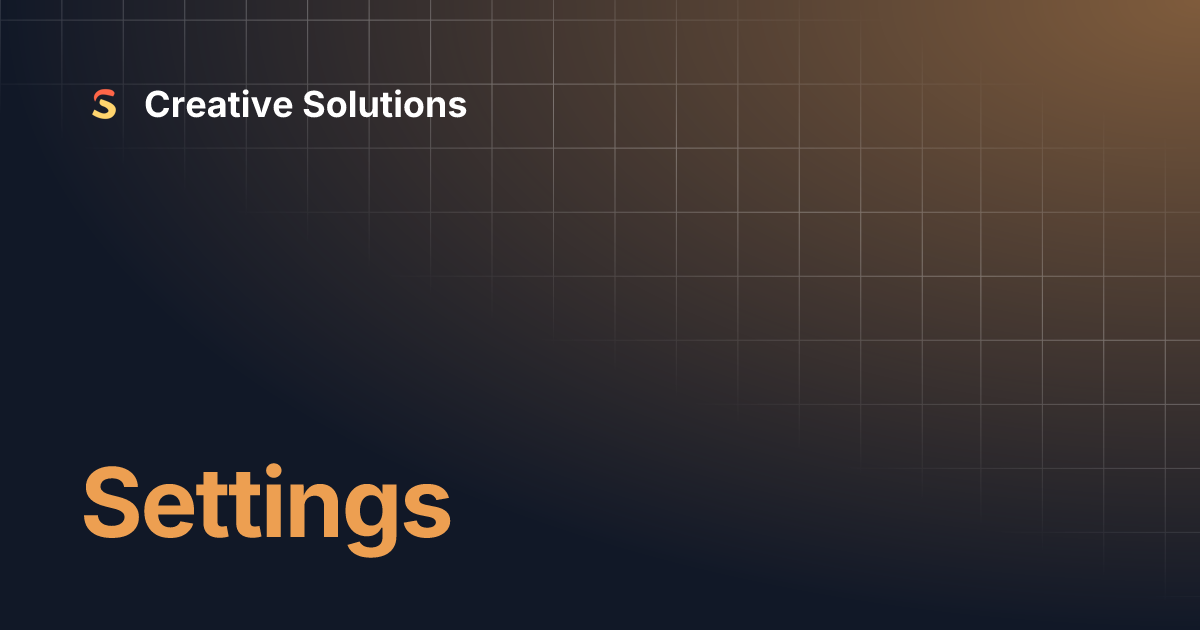 Settings | Creative Solutions